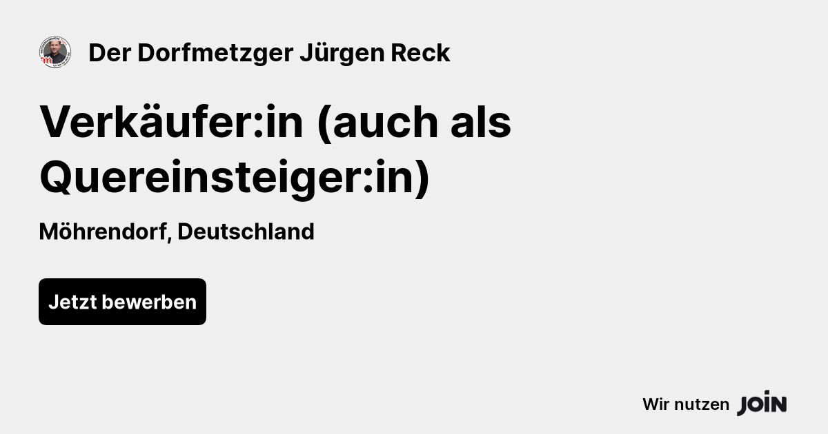 Der Dorfmetzger Jürgen Reck (Möhrendorf): Verkäufer:in (auch als ...