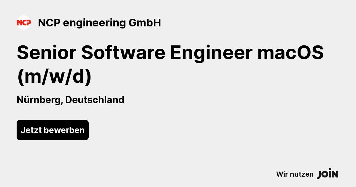 NCP engineering (Nürnberg): Senior Software Engineer macOS (m/w/d)