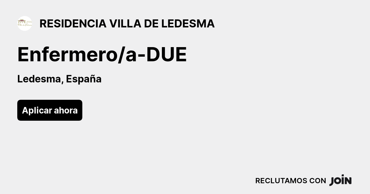RESIDENCIA VILLA DE LEDESMA (Ledesma): Enfermero/a-DUE