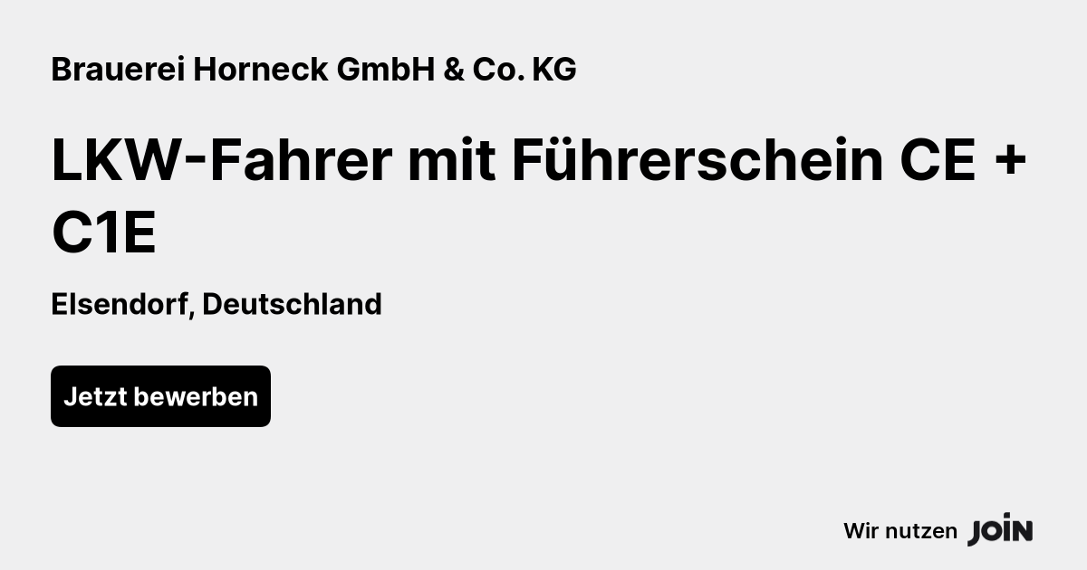 Brauerei Horneck GmbH & Co. KG (Elsendorf): LKW-Fahrer mit Führerschein ...