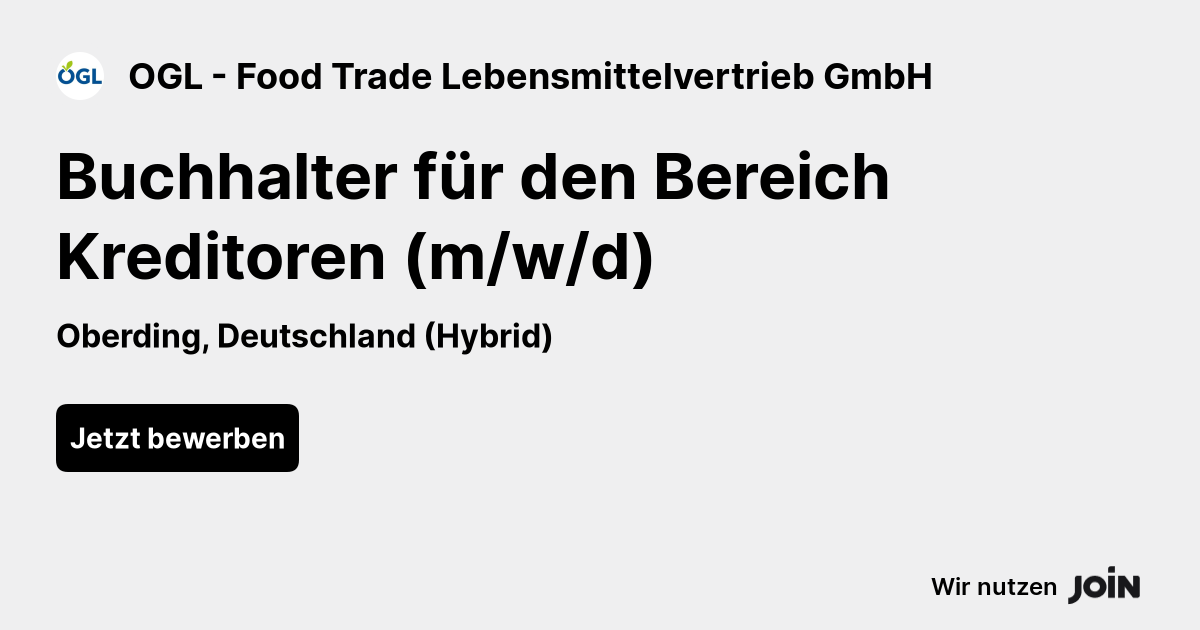 OGL - Food Trade Lebensmittelvertrieb (Oberding): Buchhalter für den ...