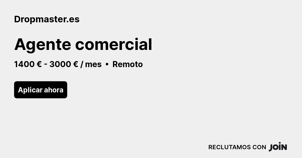 Dropmaster.es (Remoto): Agente comercial
