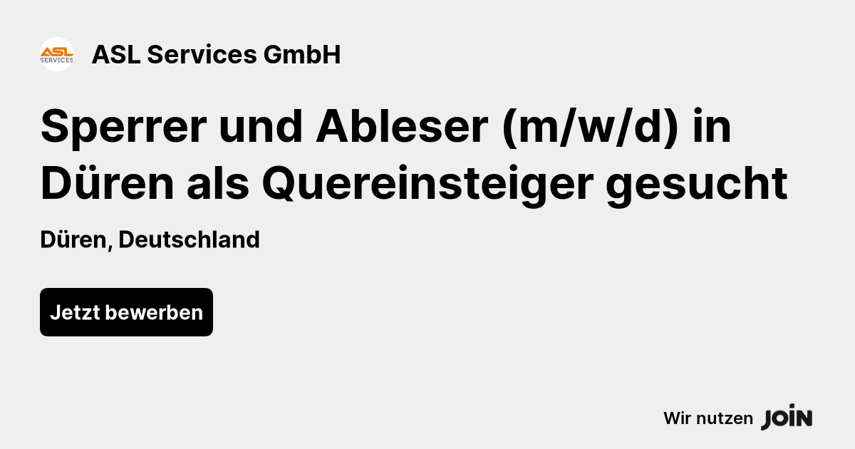ASL Services (Düren): Sperrer und Ableser (m/w/d) in Düren als ...