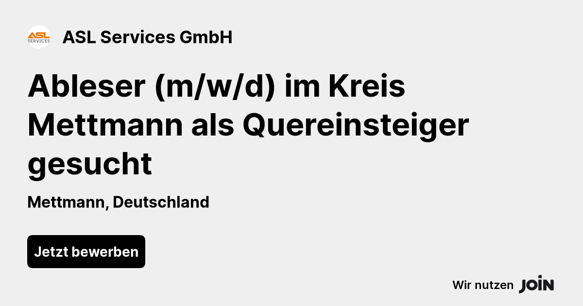 ASL Services (Mettmann): Ableser (m/w/d) im Kreis Mettmann als ...