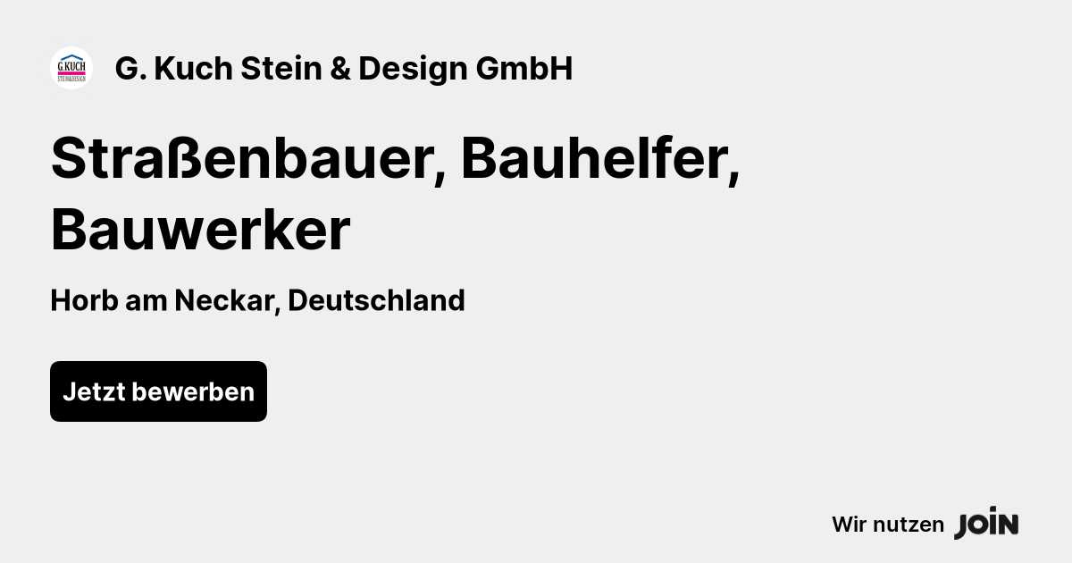 G. Kuch Stein & Design (Horb am Neckar): Straßenbauer, Bauhelfer, Bauwerker