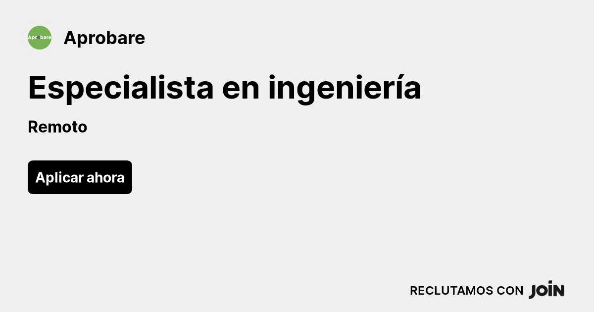 Aprobare (Remoto): Especialista en ingeniería
