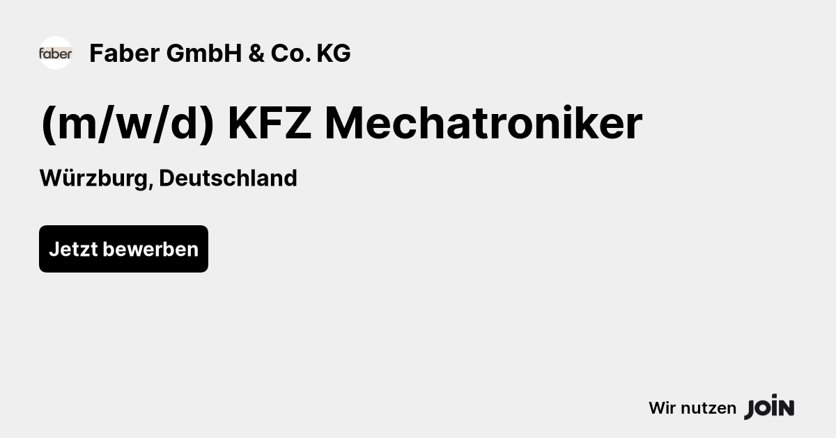 Faber GmbH & Co. KG (Würzburg): (m/w/d) KFZ Mechatroniker