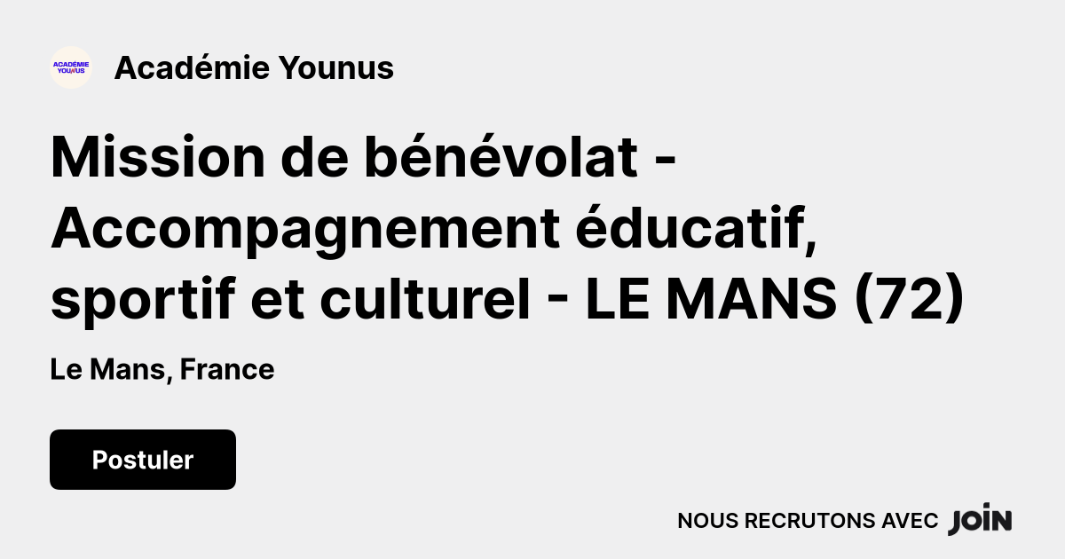 Académie Younus (Le Mans): Mission de bénévolat - Accompagnement ...
