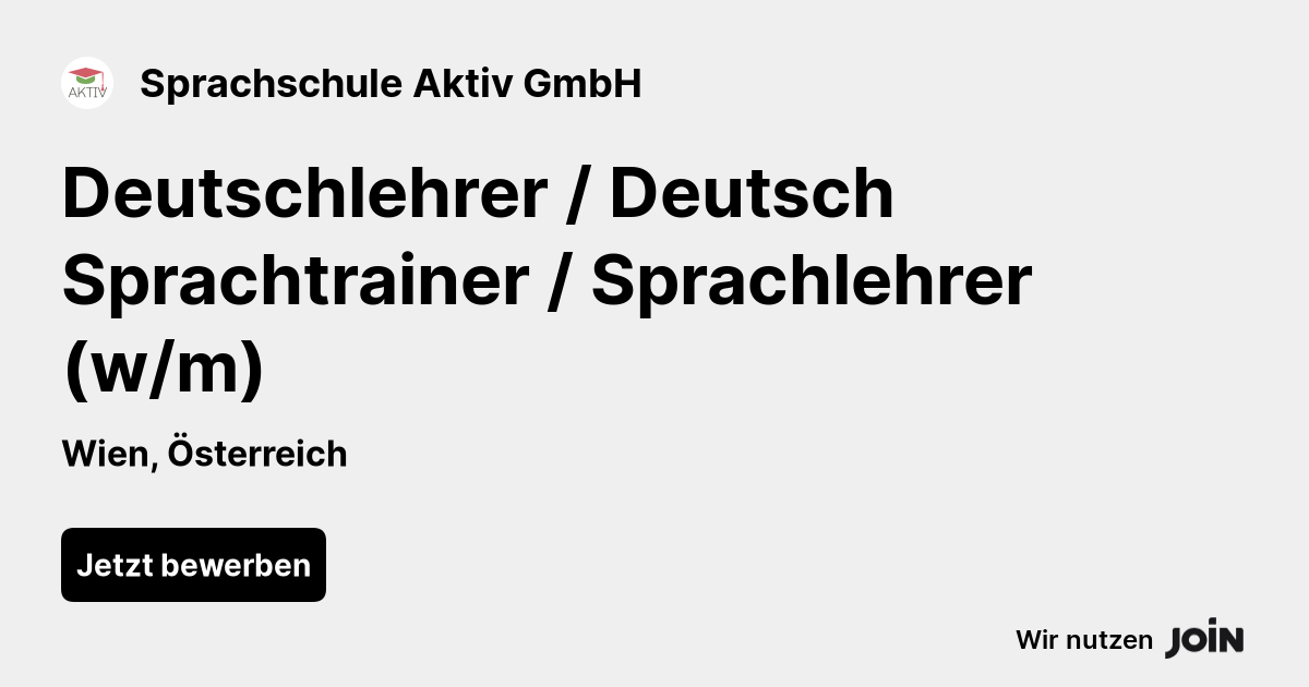Sprachschule Aktiv (Wien): Deutschlehrer / Deutsch Sprachtrainer ...