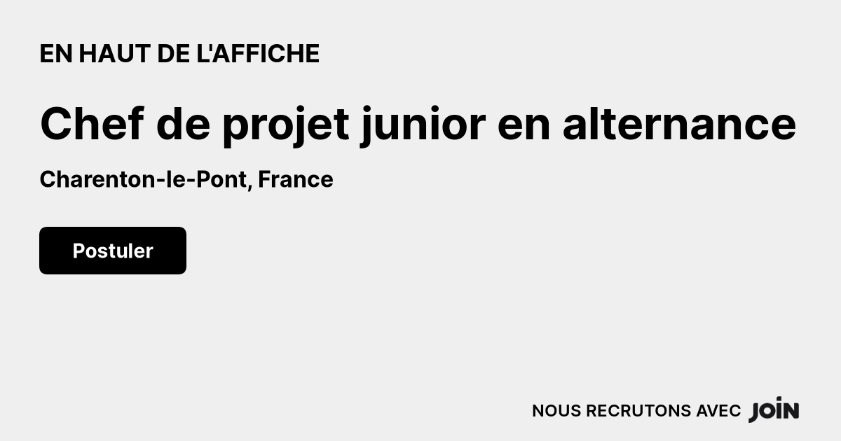 EN HAUT DE L'AFFICHE (Charenton-le-Pont): Chef de projet junior en ...