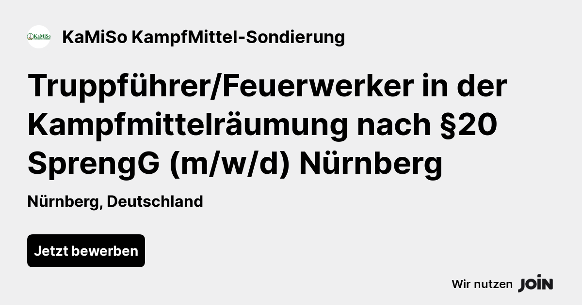 KaMiSo KampfMittel-Sondierung (Nürnberg): Truppführer/Feuerwerker in ...