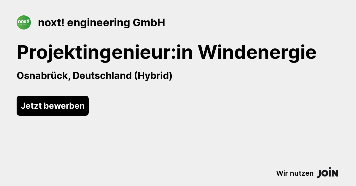 noxt! engineering (Osnabrück): Projektingenieur:in Windenergie