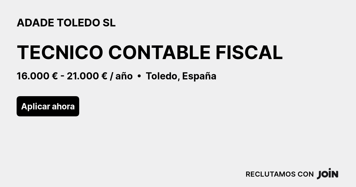 ADADE TOLEDO SL (Toledo): TECNICO CONTABLE FISCAL