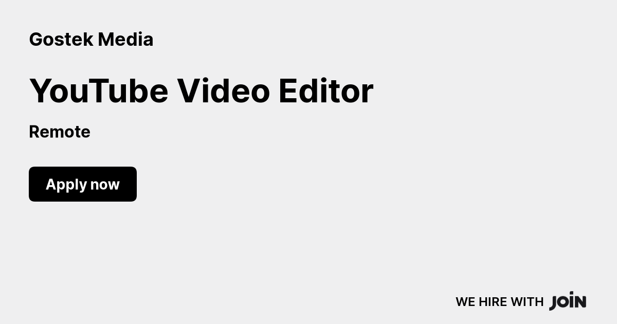 Gostek Media (Remote): YouTube Video Editor