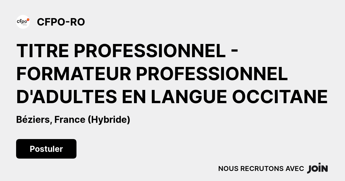 CFPO-RO (Béziers): TITRE PROFESSIONNEL - FORMATEUR PROFESSIONNEL D ...
