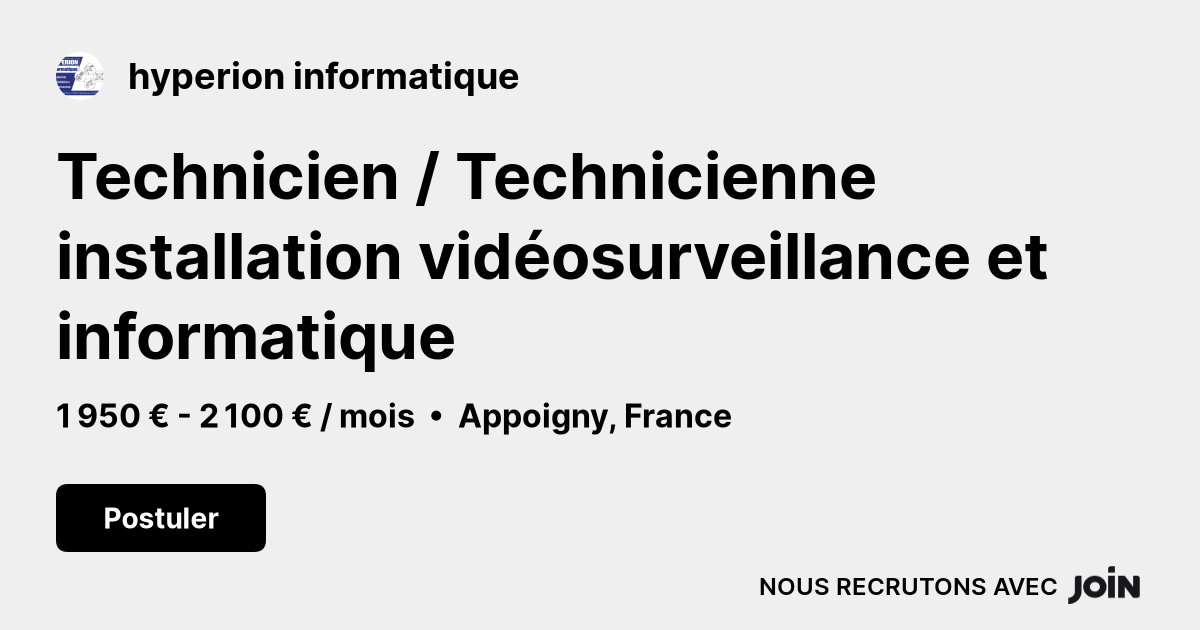 hyperion informatique (Appoigny): Technicien / Technicienne ...